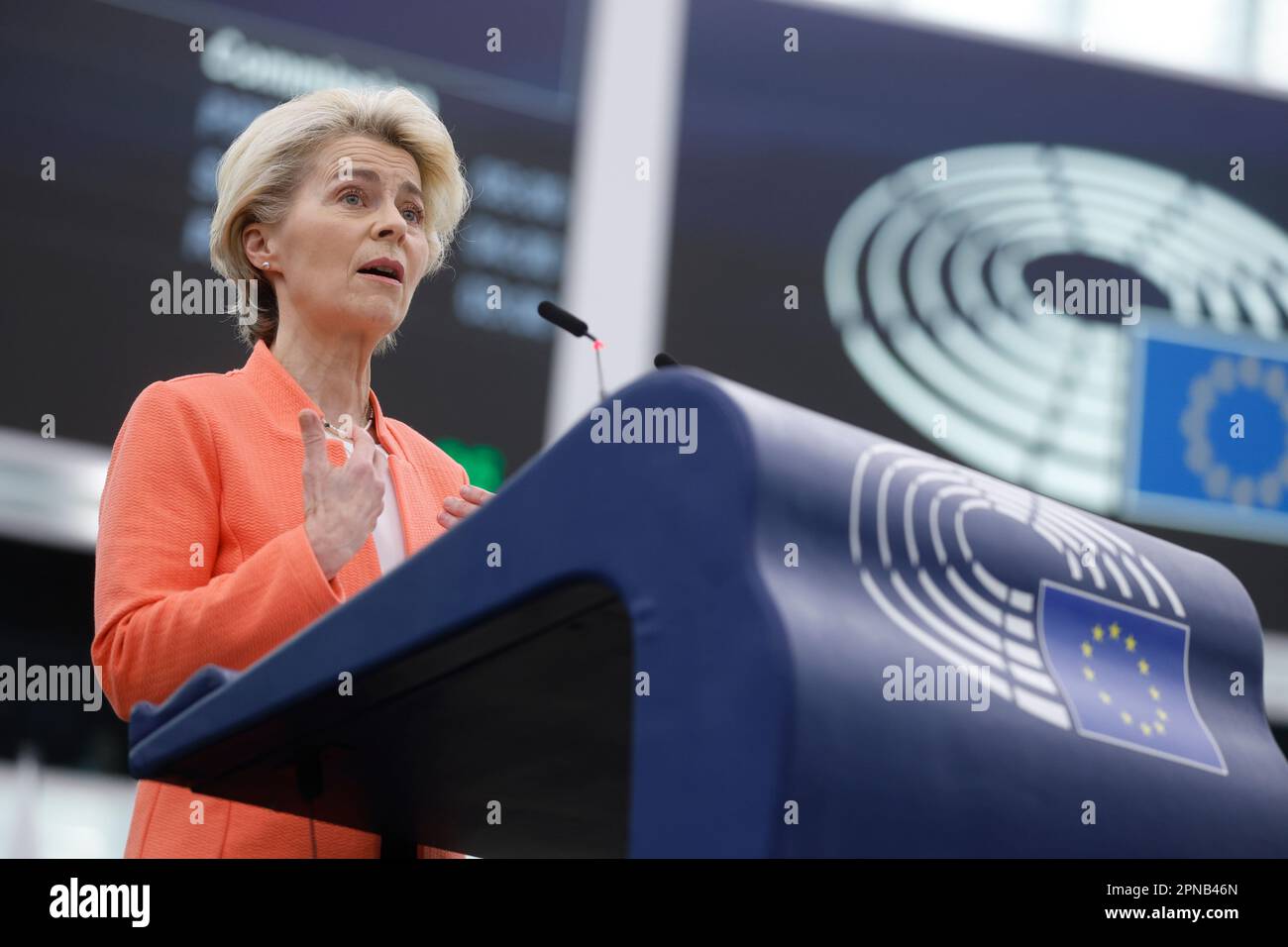 European Commission president Ursula van der Leyen delivers her speech ...