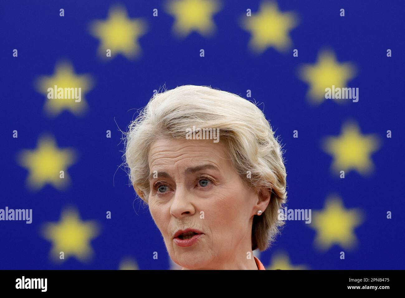 European Commission president Ursula van der Leyen delivers her speech ...