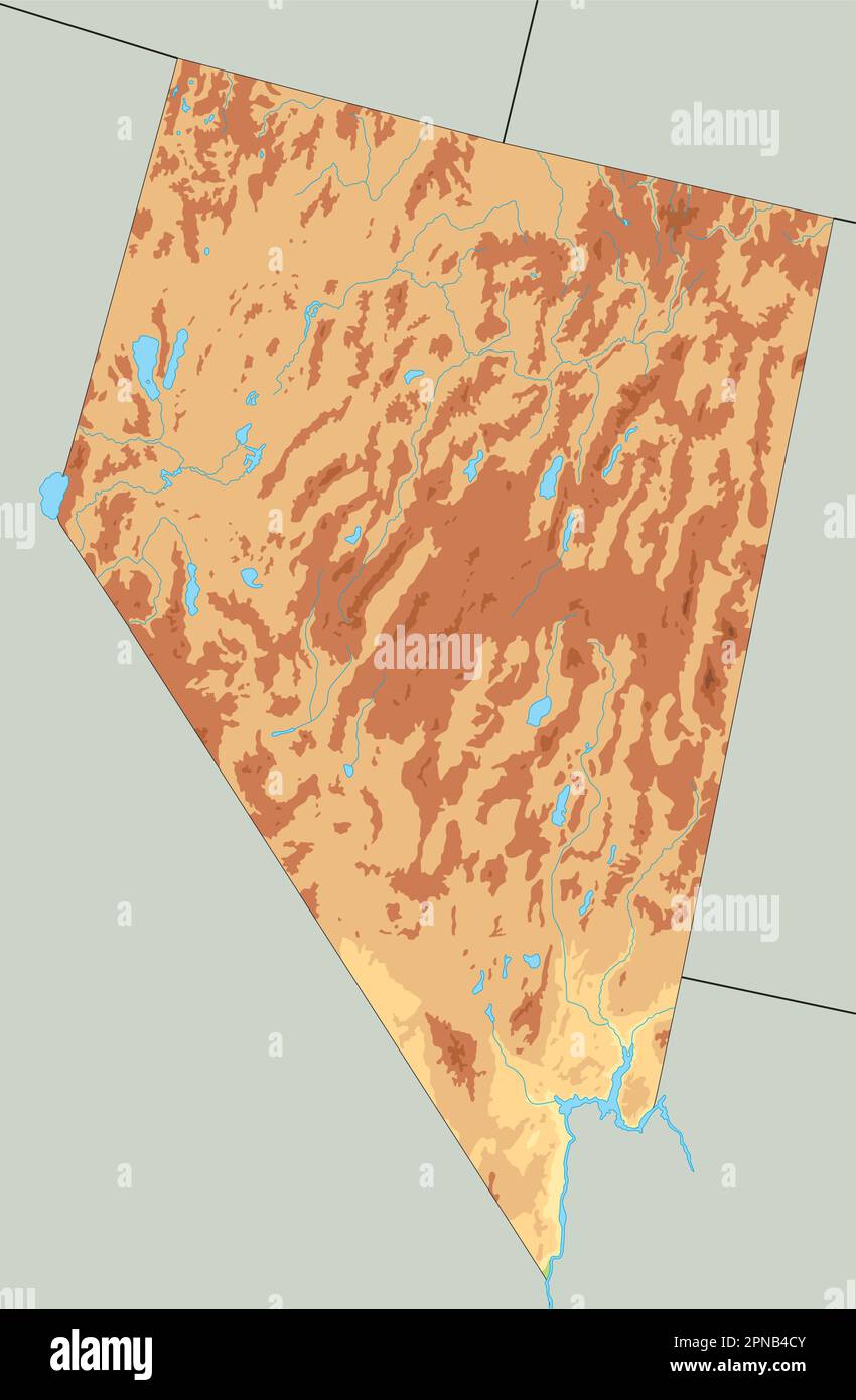 High detailed Nevada physical map Stock Vector Image & Art - Alamy