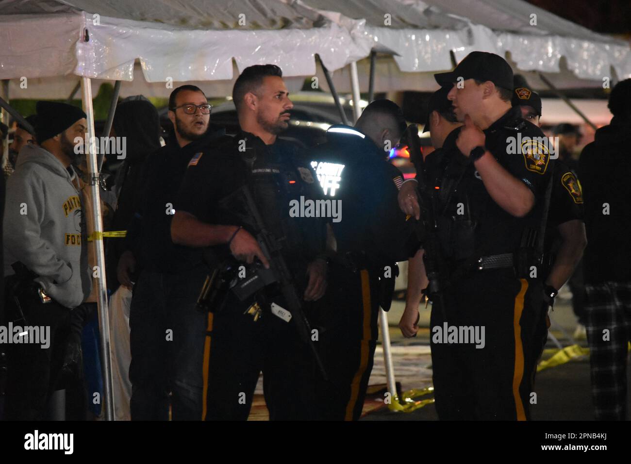 Paterson, United States. 18th Apr, 2023. Police officers with long guns ...