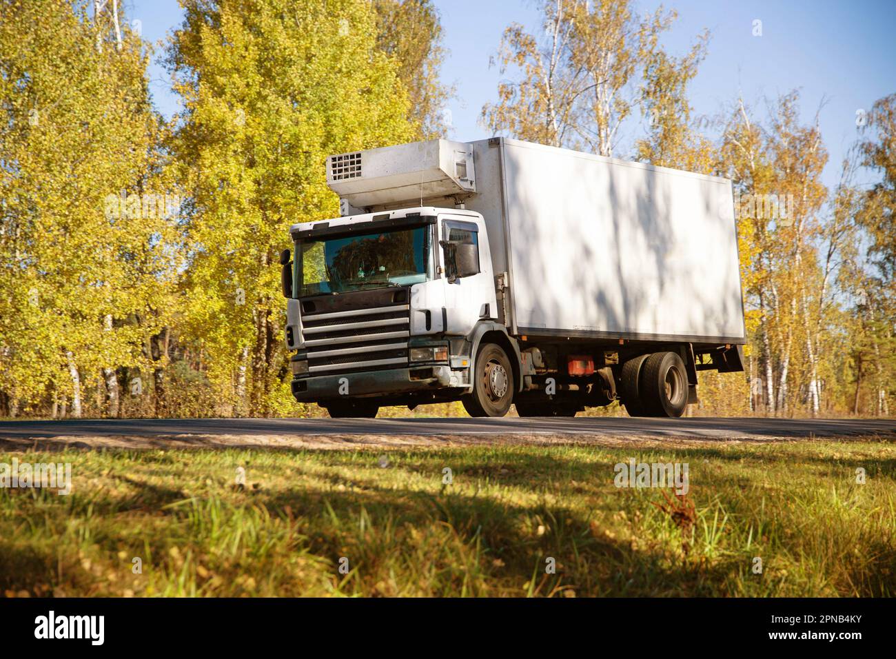 A truck with a small carrying capacity and a refrigerated booth ...