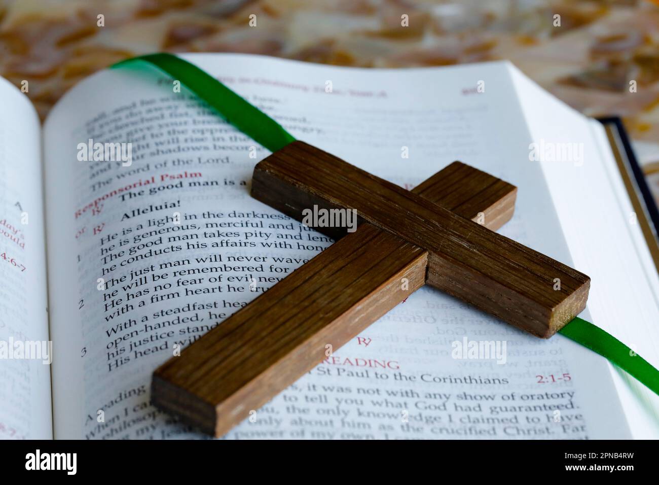 Sunday missal with christian cross Stock Photo - Alamy
