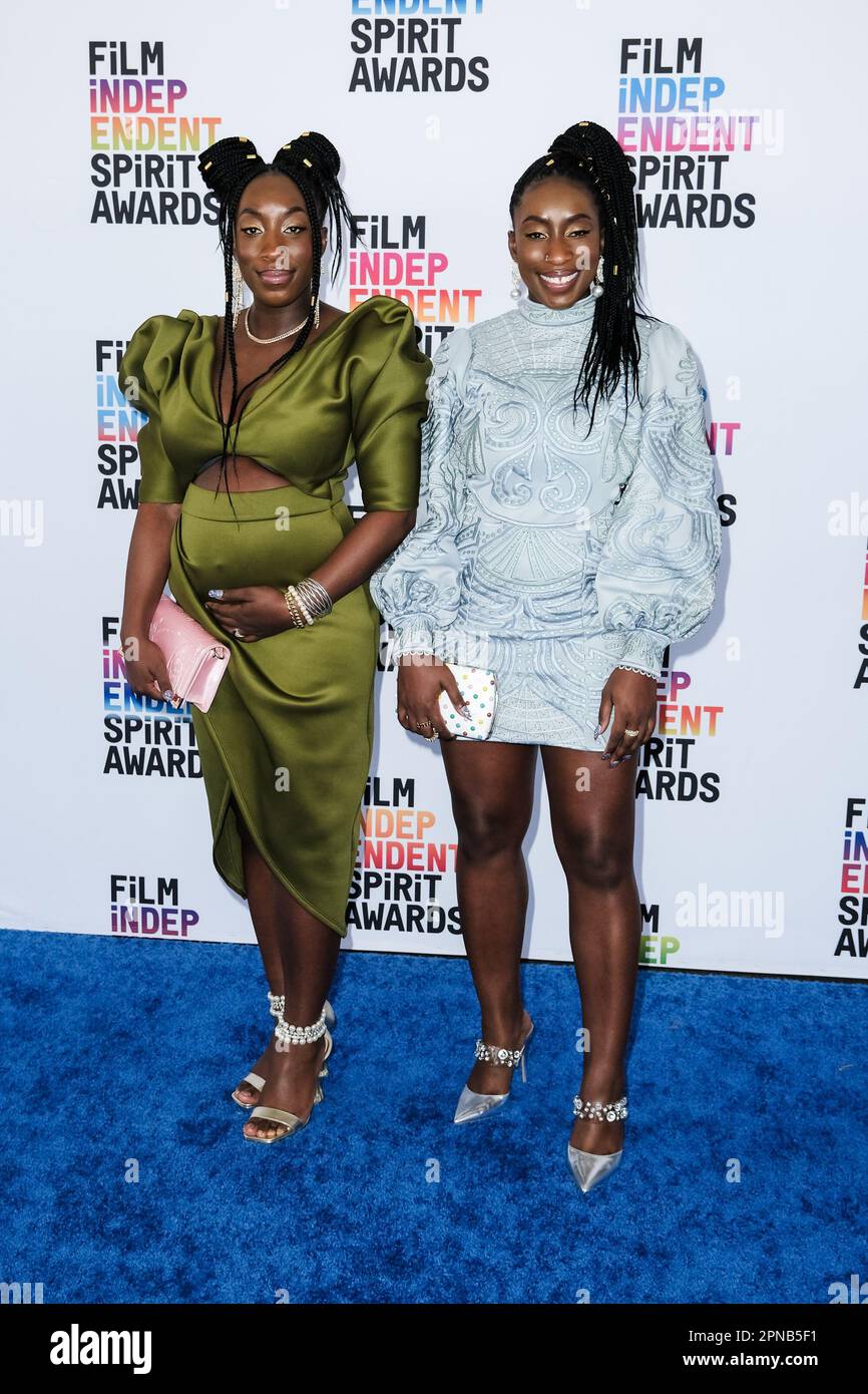 Adamma Ebo and Adanne Ebo photographed attending the Film Independant Sprit Awards at Santa ...