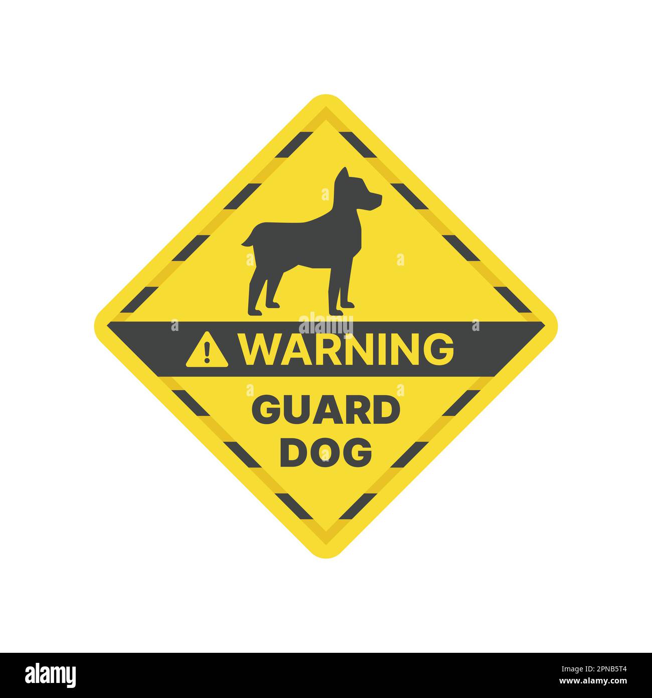 Beware dog yellow vector sign. Warning and caution guard dog label ...