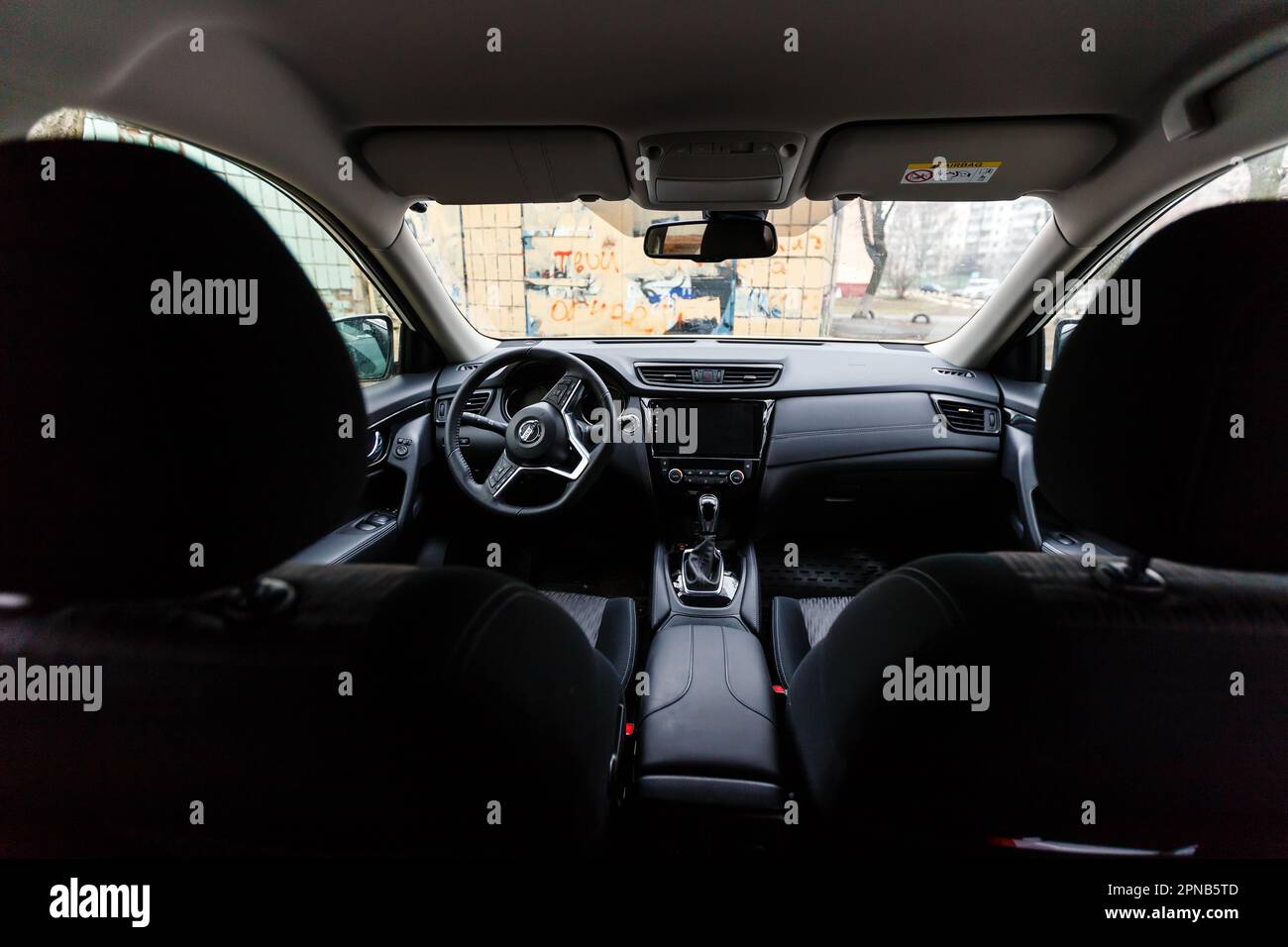 Interior view of car with black salon Stock Photo - Alamy