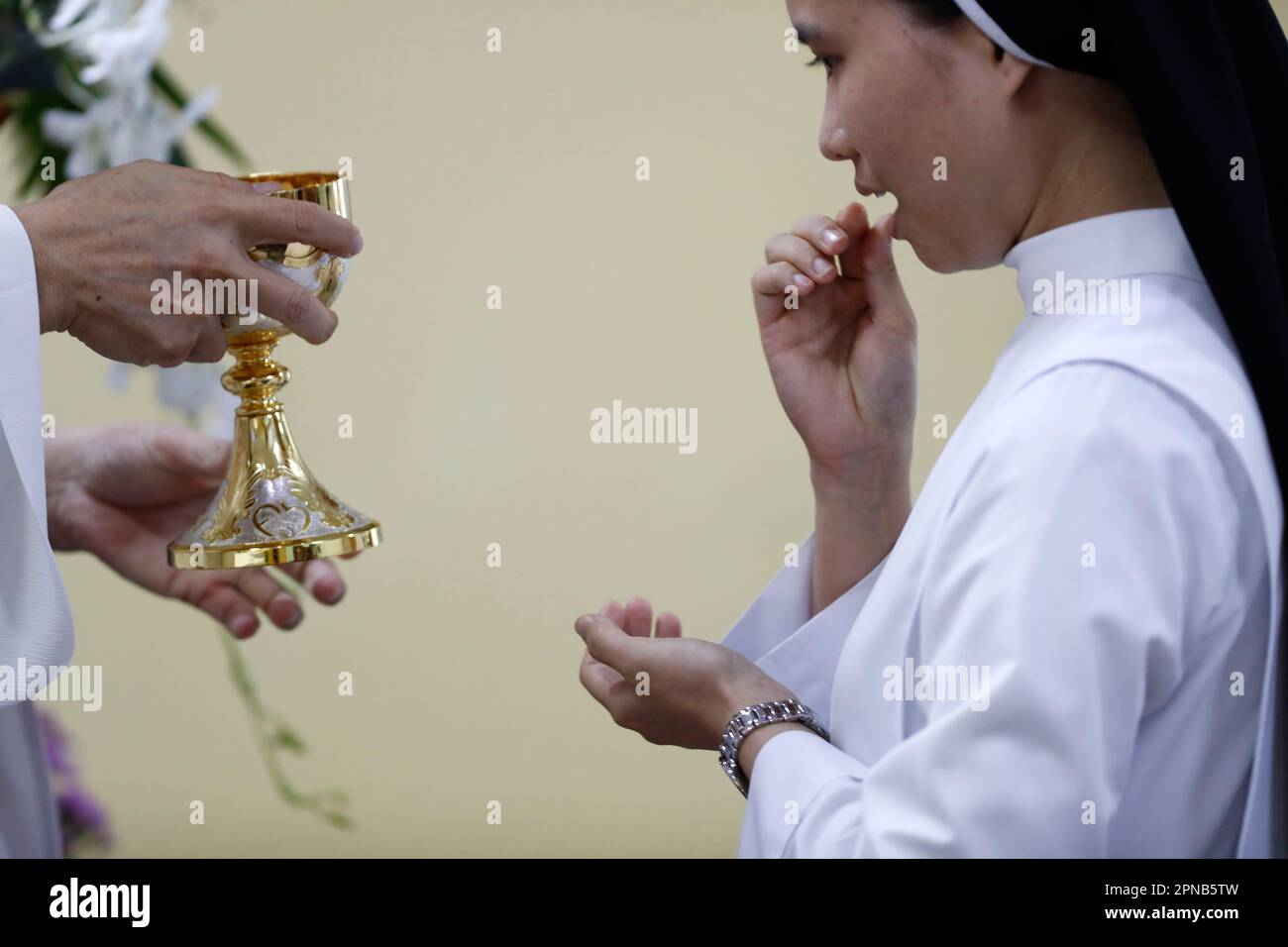 Sunday mass. Roman catholic church. The holly communion. Ho Chi Minh ...