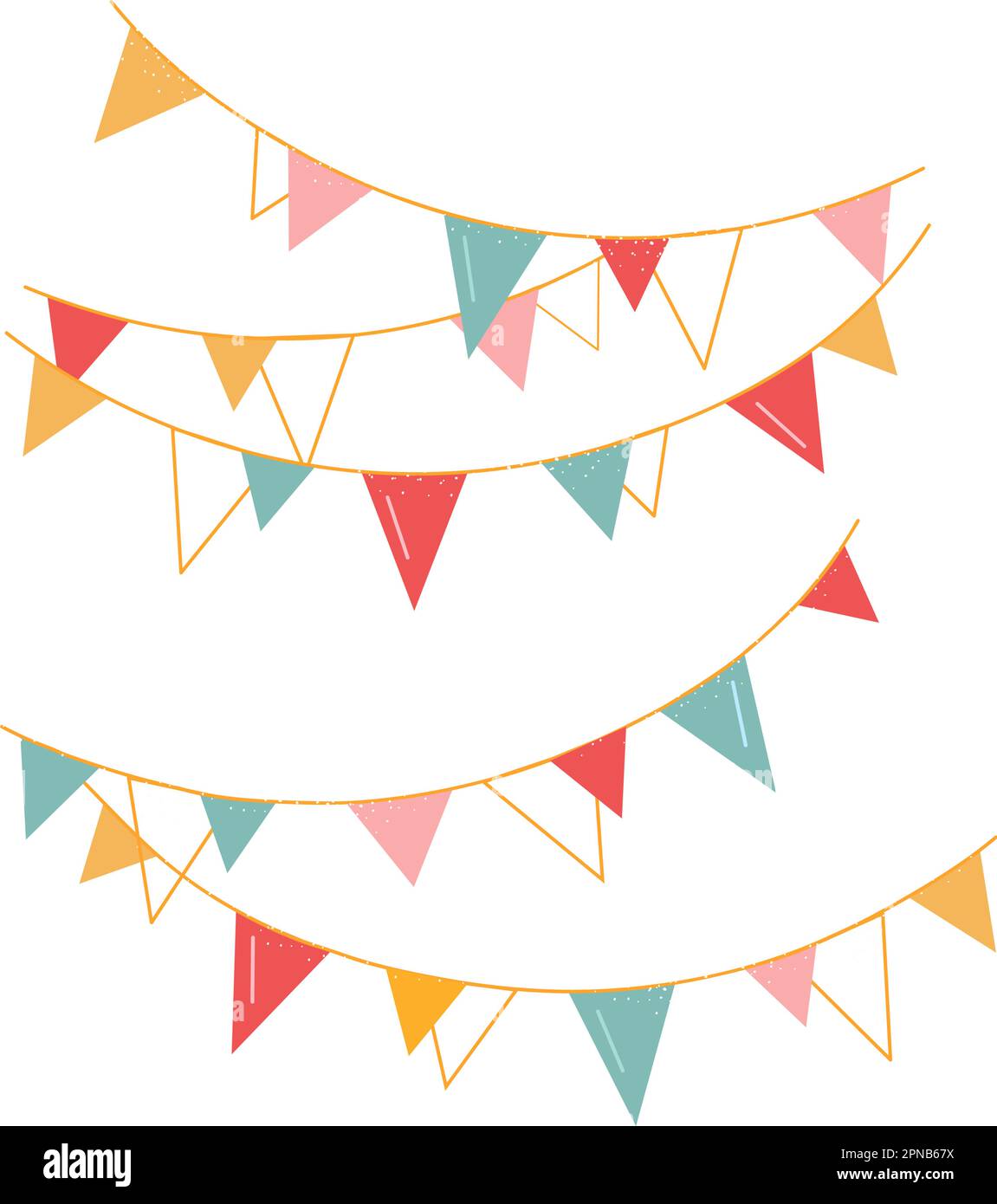 festive vector garlands for a party. Multi-colored flags, decorations ...