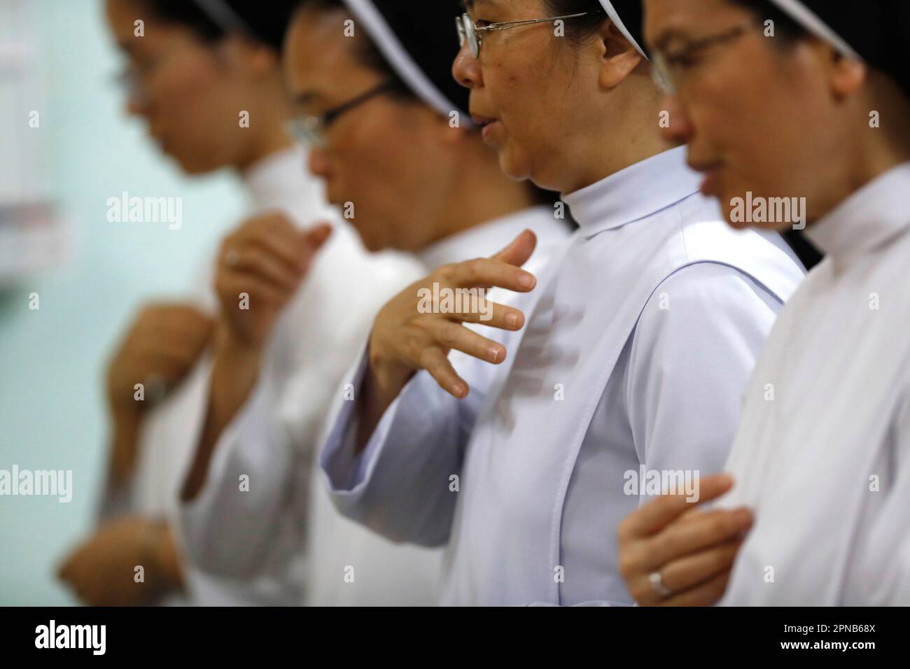 Sunday mass. Roman catholic church. Dominican sisters. Ho Chi Minh City ...