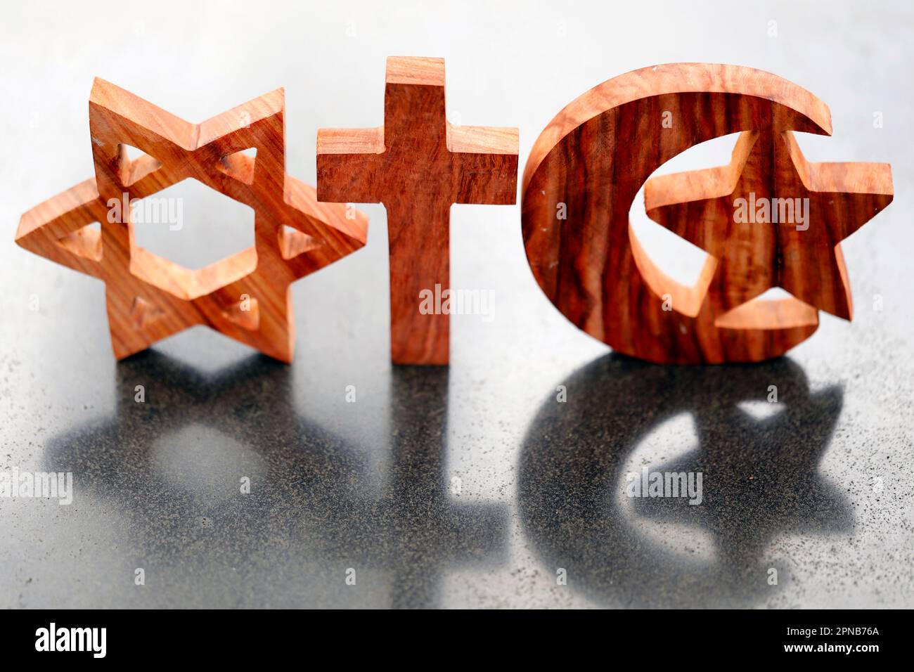 Equal rights concept: Equality of religions. A jewish star of david, an ...