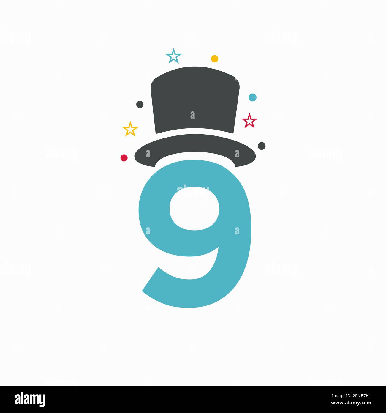 Letter 9 Magic Hat Logo Design. Magician Symbol Vector Template Stock ...
