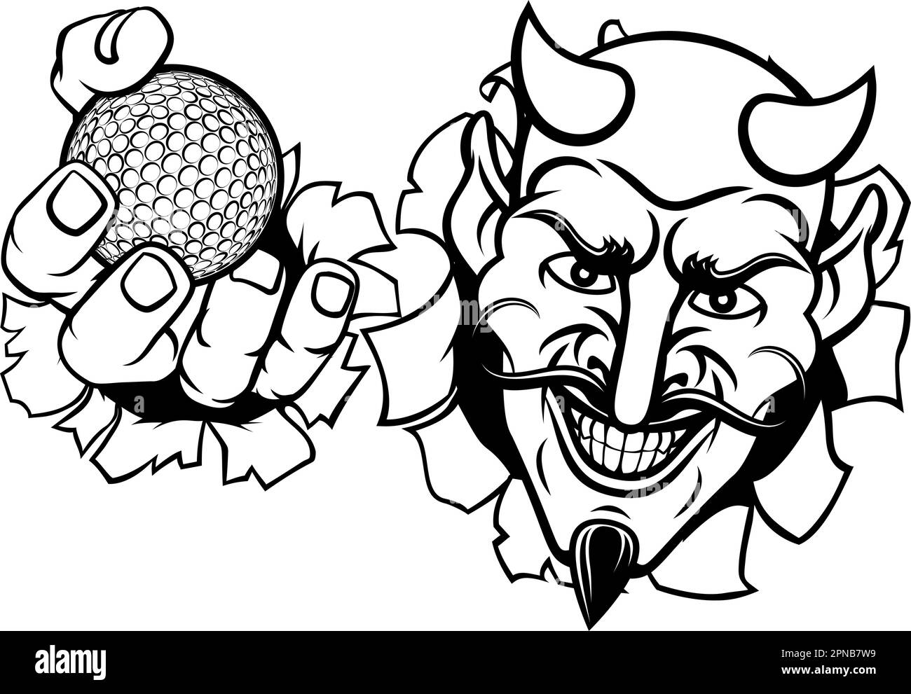 Devil Satan Golf Ball Sports Mascot Cartoon Stock Vector Image & Art ...