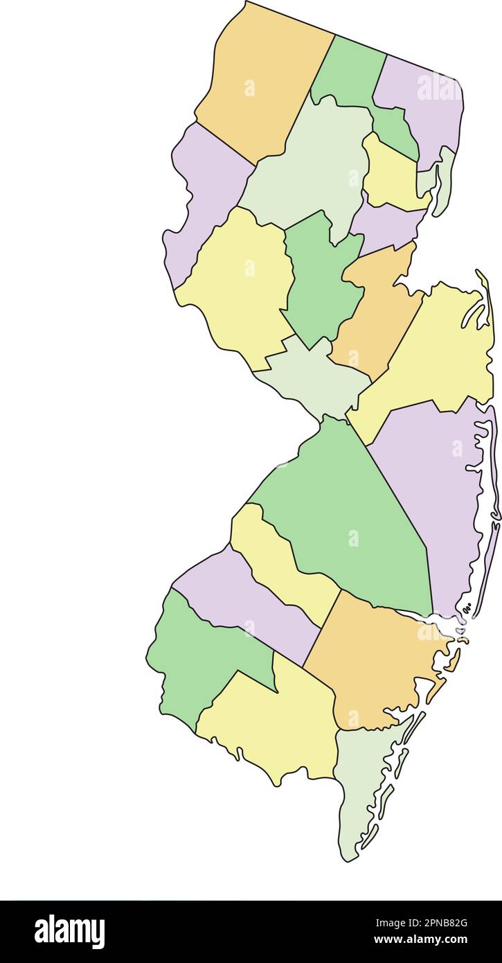 New Jersey - Highly detailed editable political map Stock Vector Image ...