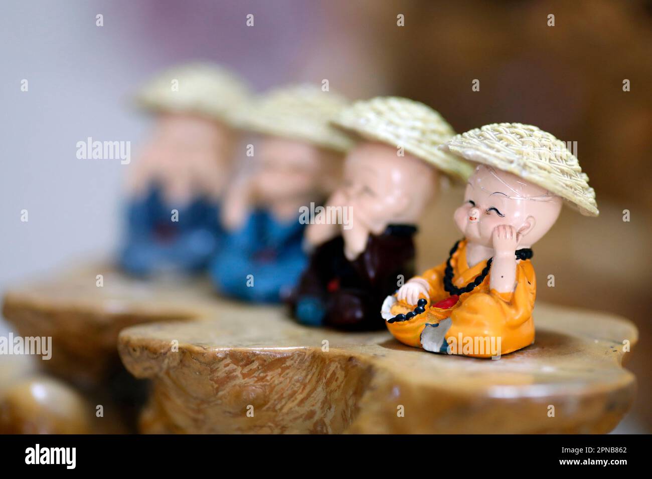 Thien Quang Co Tu buddhist temple. Monks figurines. Can not see, can ...