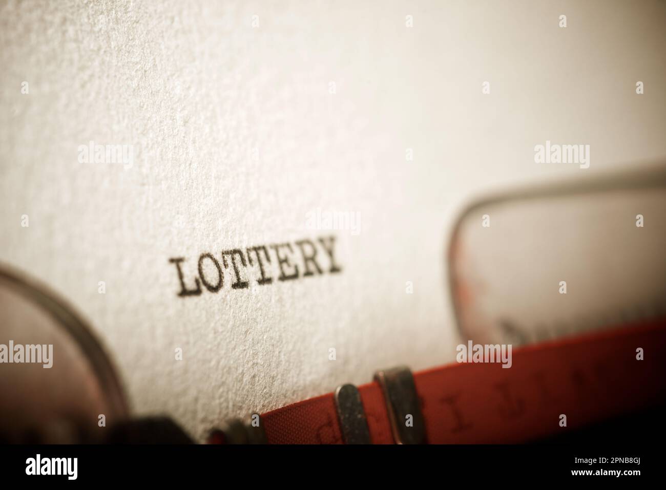 Lottery word written with a typewriter Stock Photo - Alamy