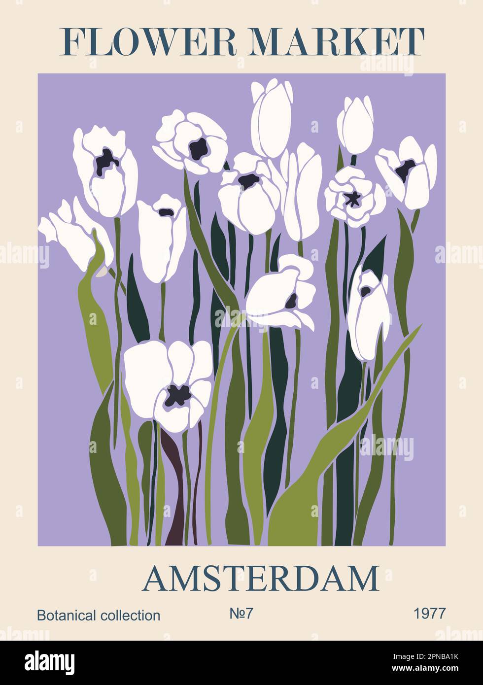 Abstract Poster Flower market Amsterdam art print Stock Vector Image ...