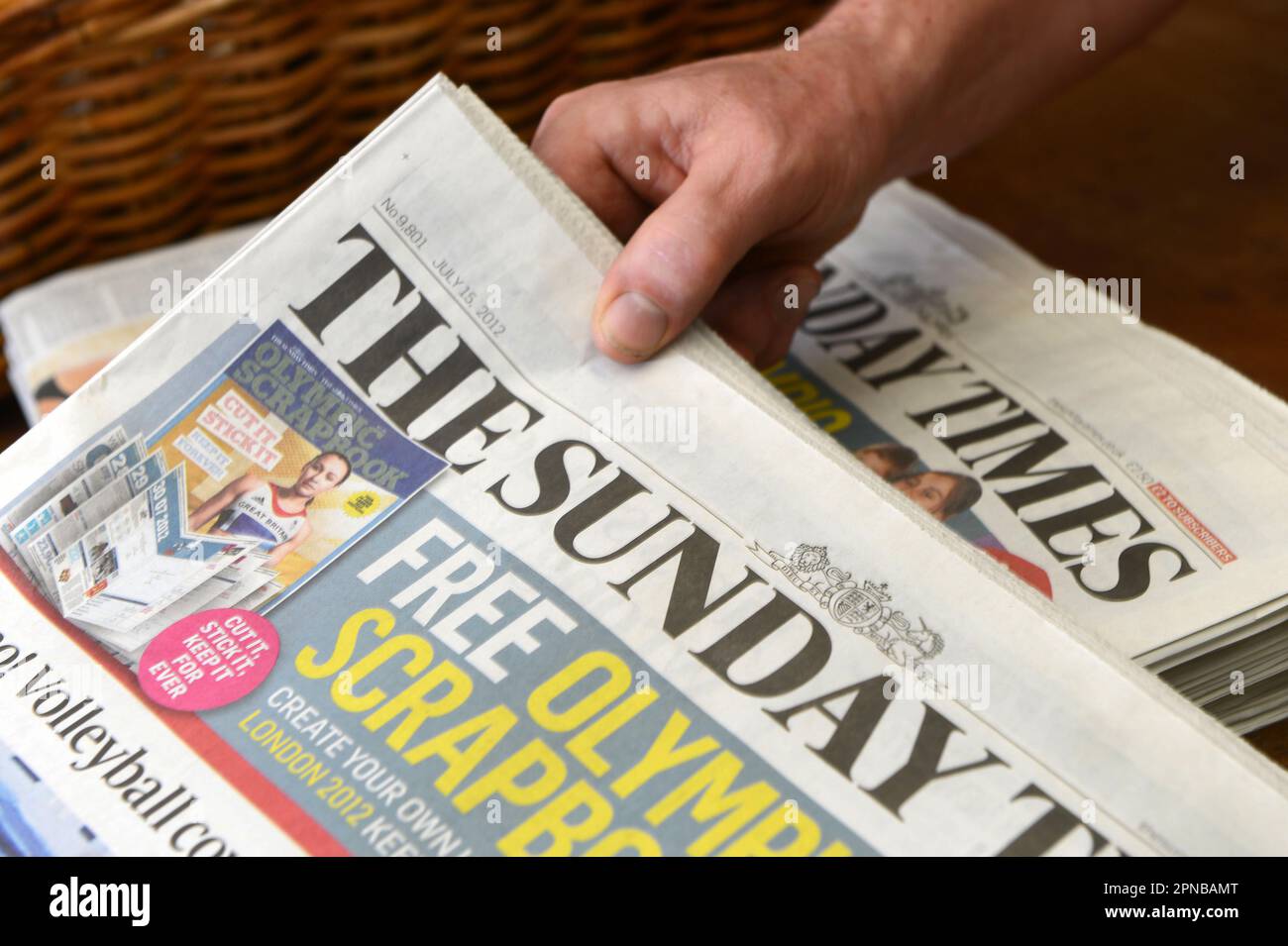 Various shots of the Sunday Times newspaper in a village shop Stock ...