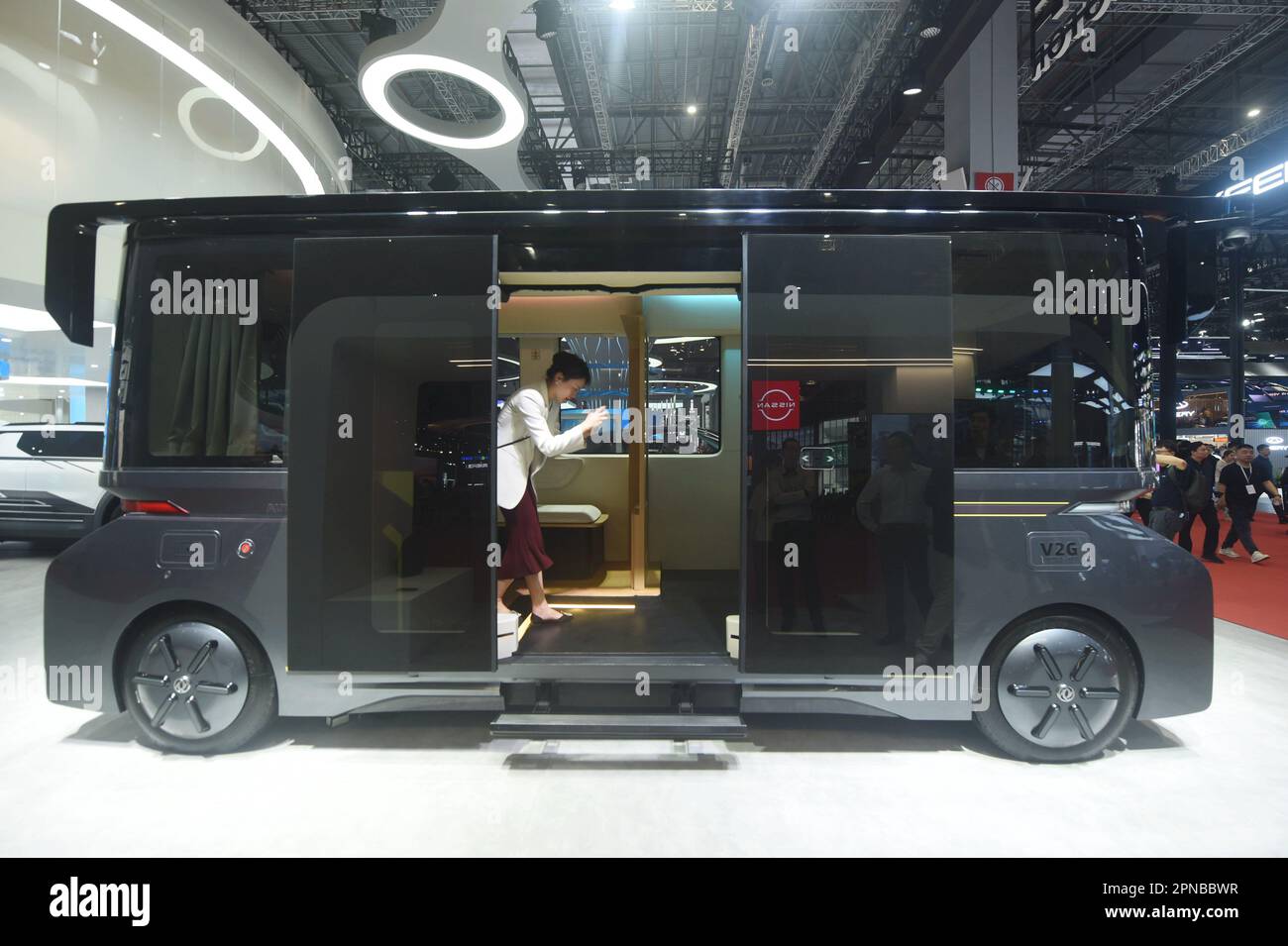 SHANGHAI, CHINA - APRIL 18, 2023 - Visitors experience a self-driving ...