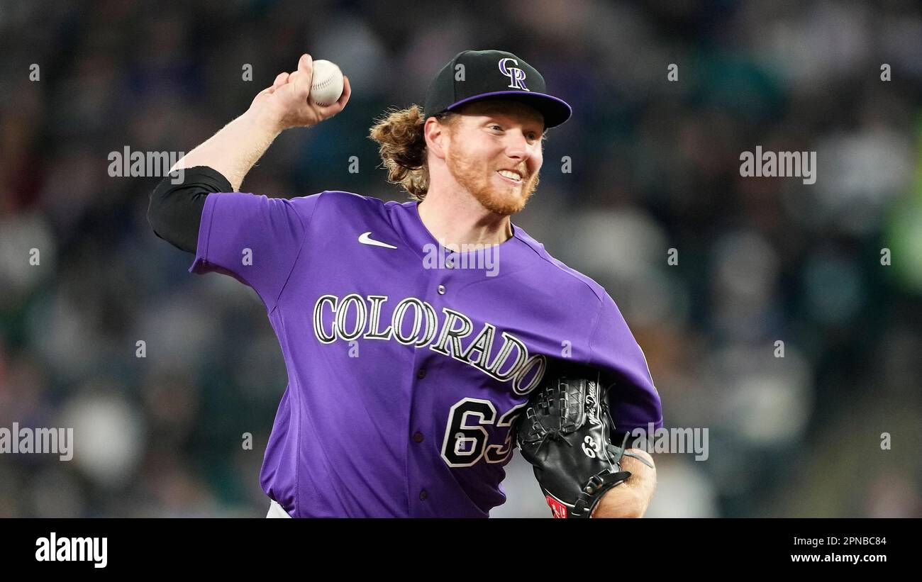 Colorado Rockies starting pitcher Noah Davis throws against the Seattle ...