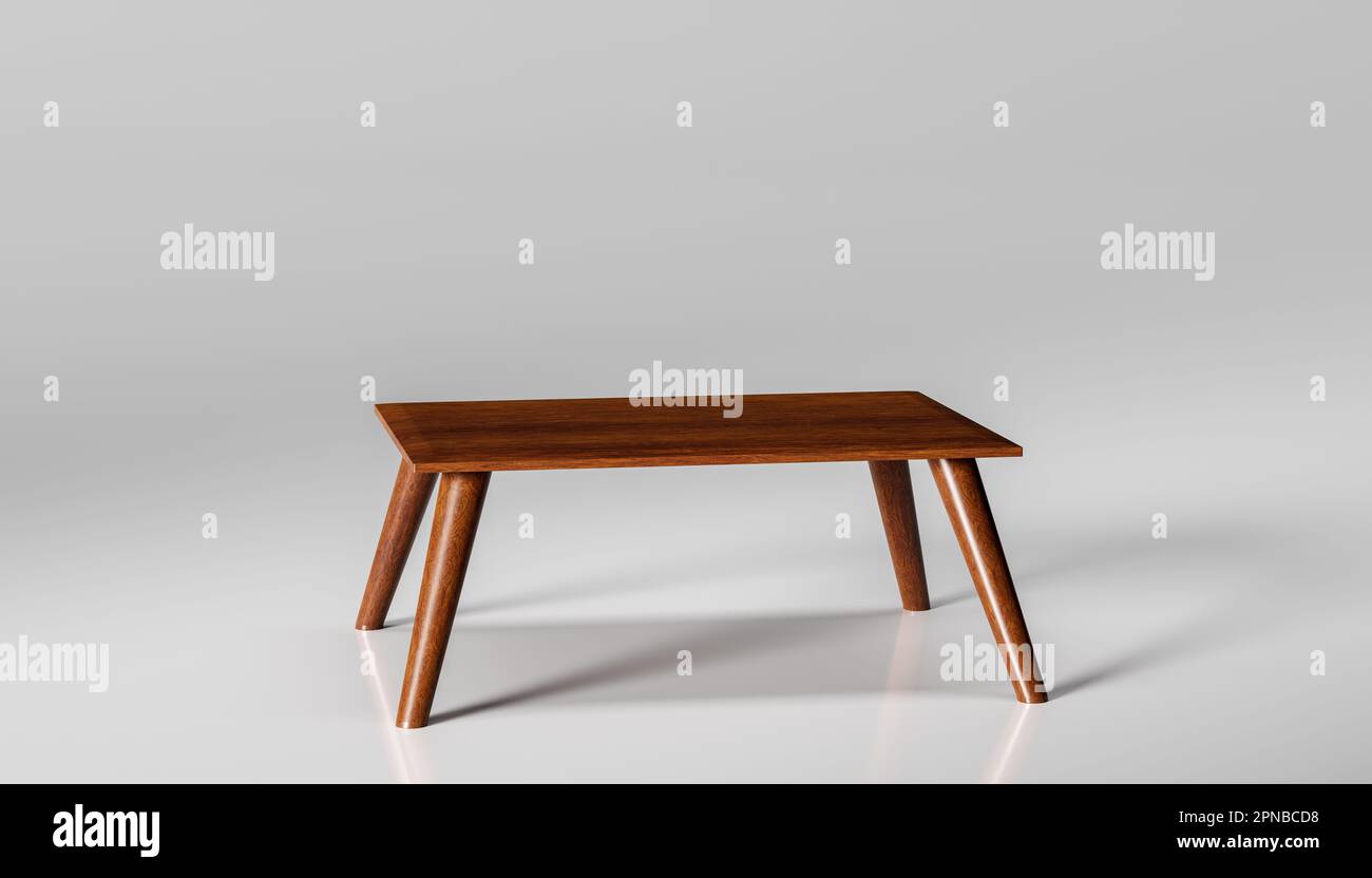 wooden coffee table mockup on white background. Product Placement Scene ...