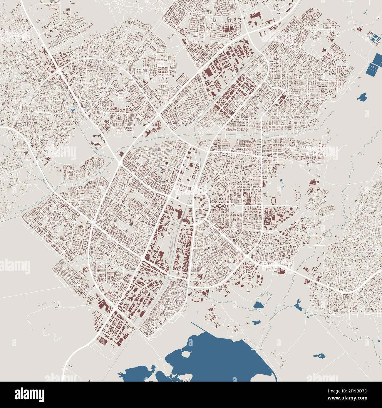 Gaborone map, capital city of Botswana. Municipal administrative area ...