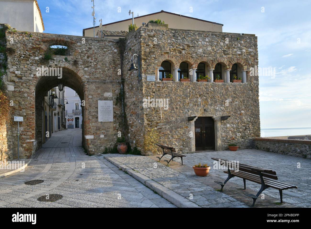 A narrow street in Termoli, a seaside town in the province of ...