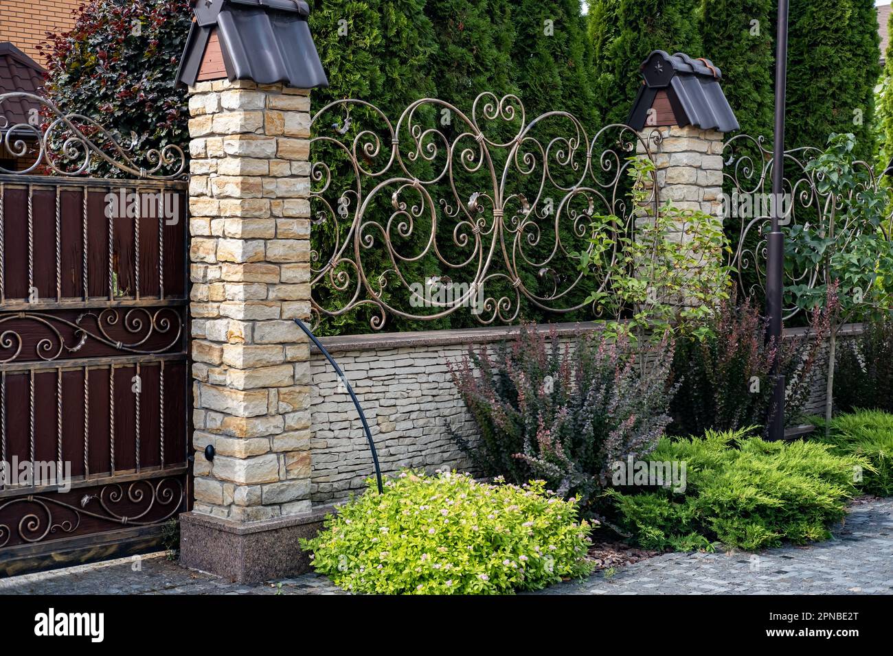Wrought Iron Gate Brick Column Iron Gates With Brick Columns For Sale