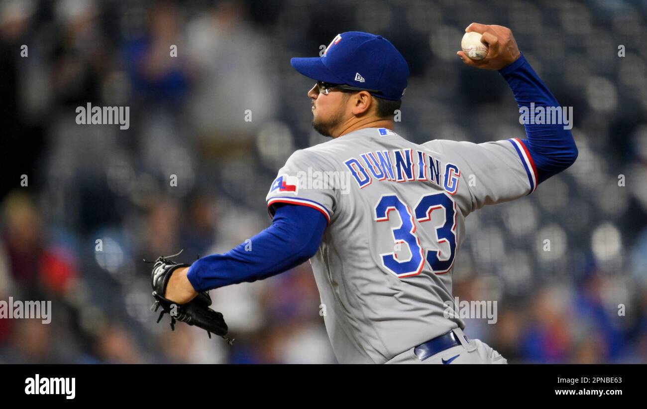 Texas Rangers relief pitcher Dane Dunning throws against the Kansas ...