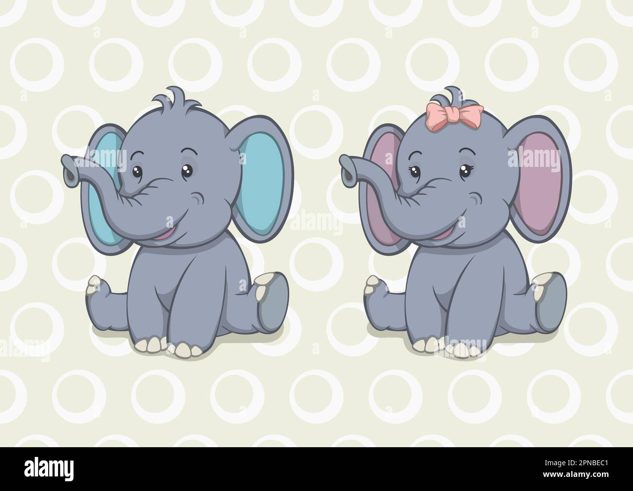 Cartoon Baby Elephant Boy And Girl Stock Vector Image & Art - Alamy