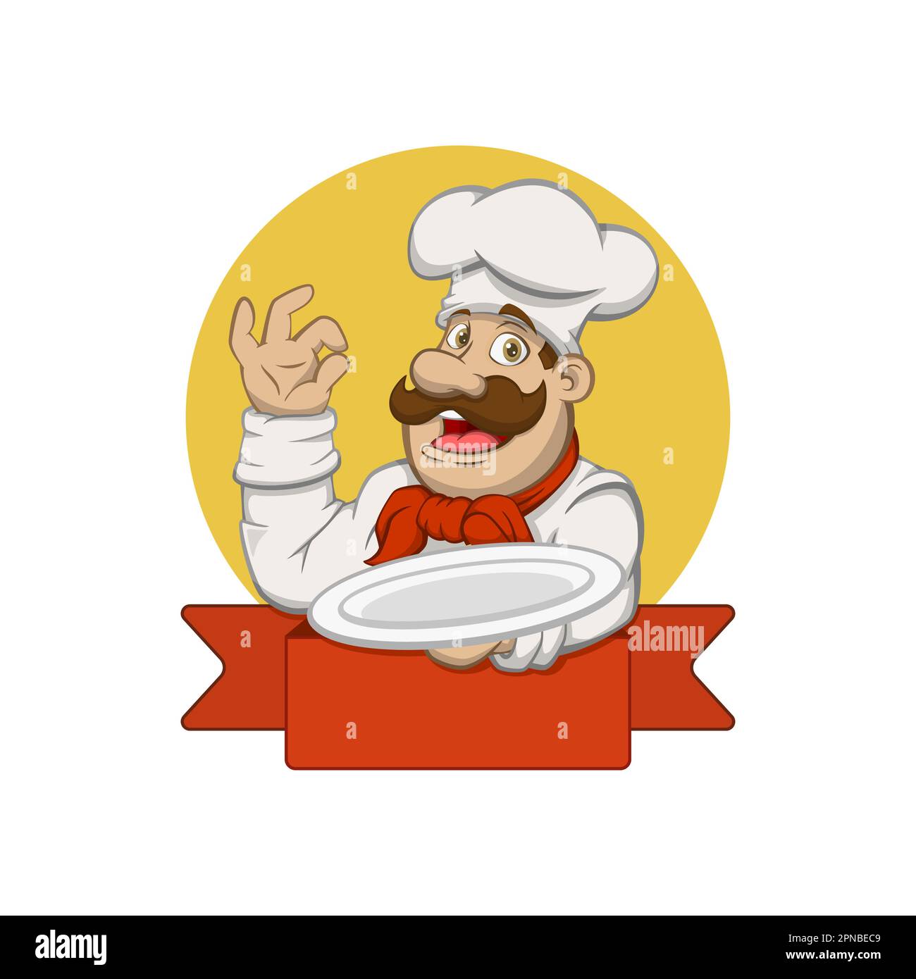 Chef Holding Plate On The Left Hand Mascot Logo Stock Vector Image ...