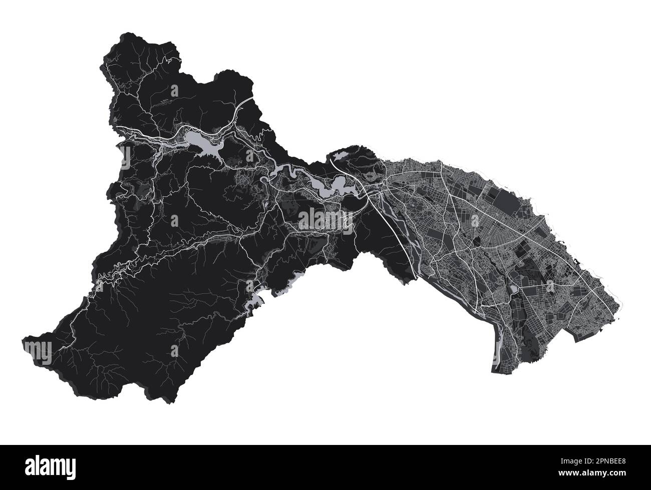 Sagamihara map. Detailed vector map of Sagamihara city administrative ...