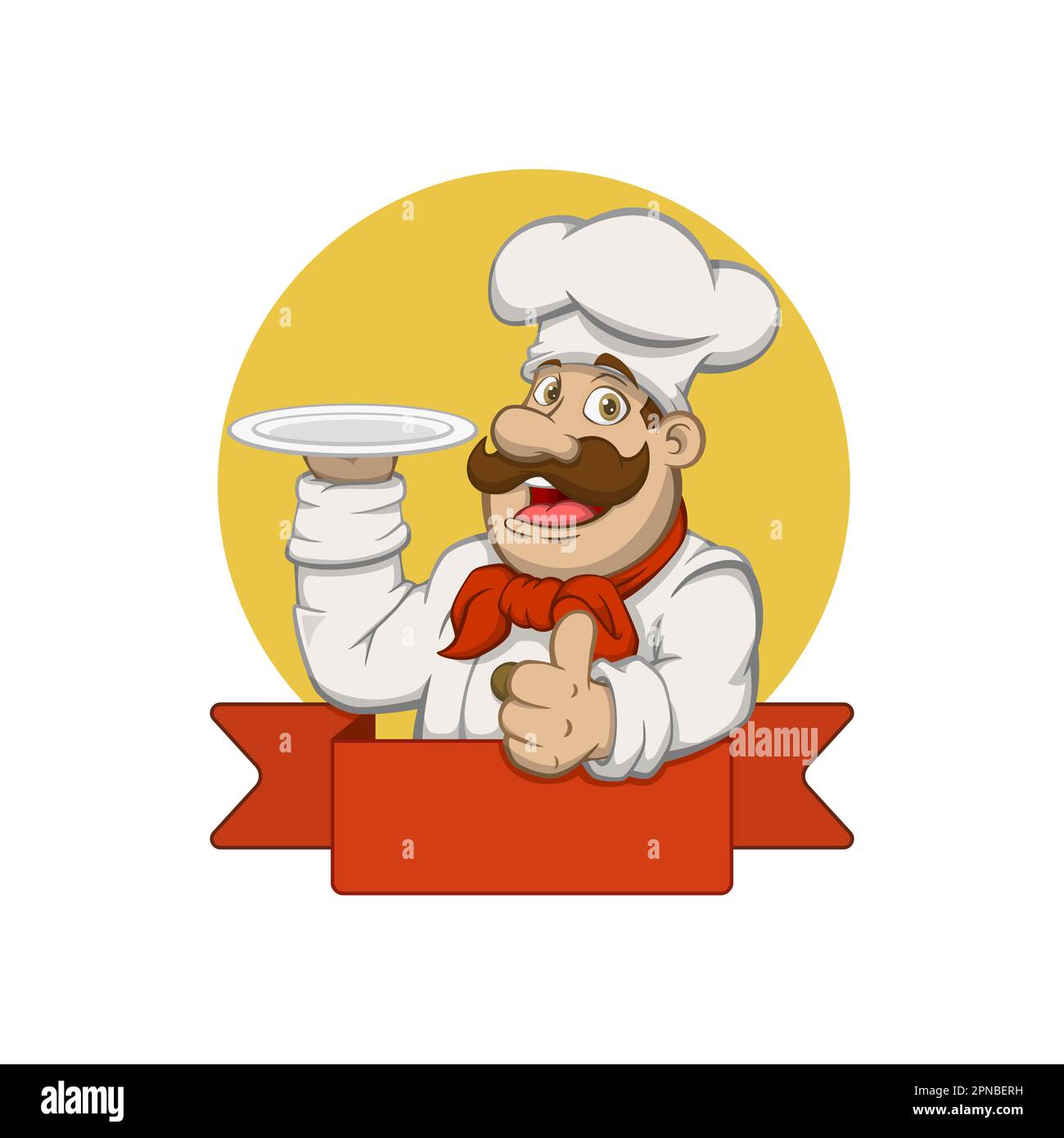 Chef Holding Plate On The Right Hand Mascot Logo Stock Vector Image ...