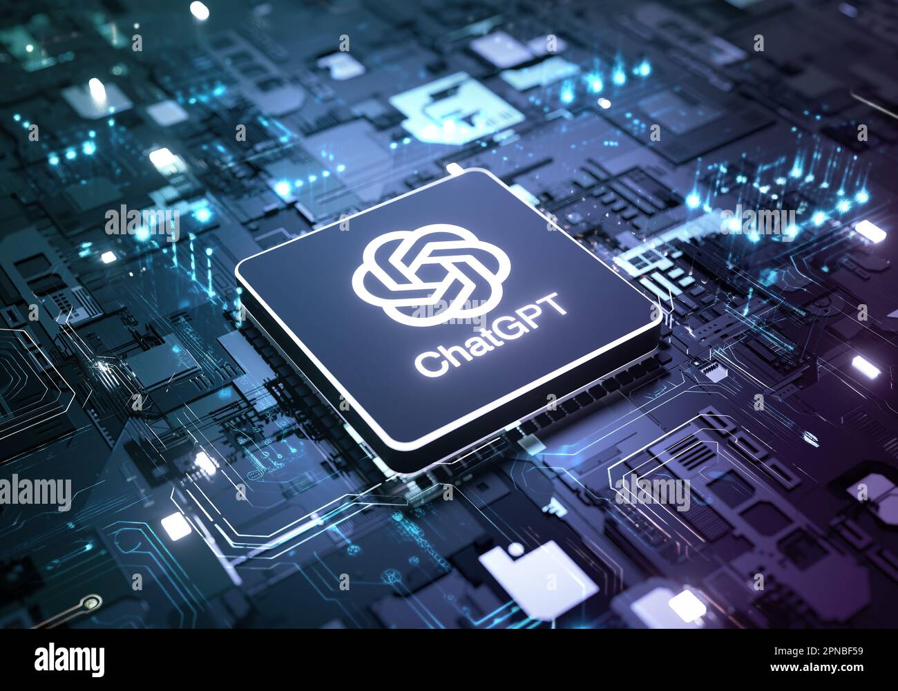 Valencia, Spain - April, 2023: ChatGPT chipset processor concept on ...