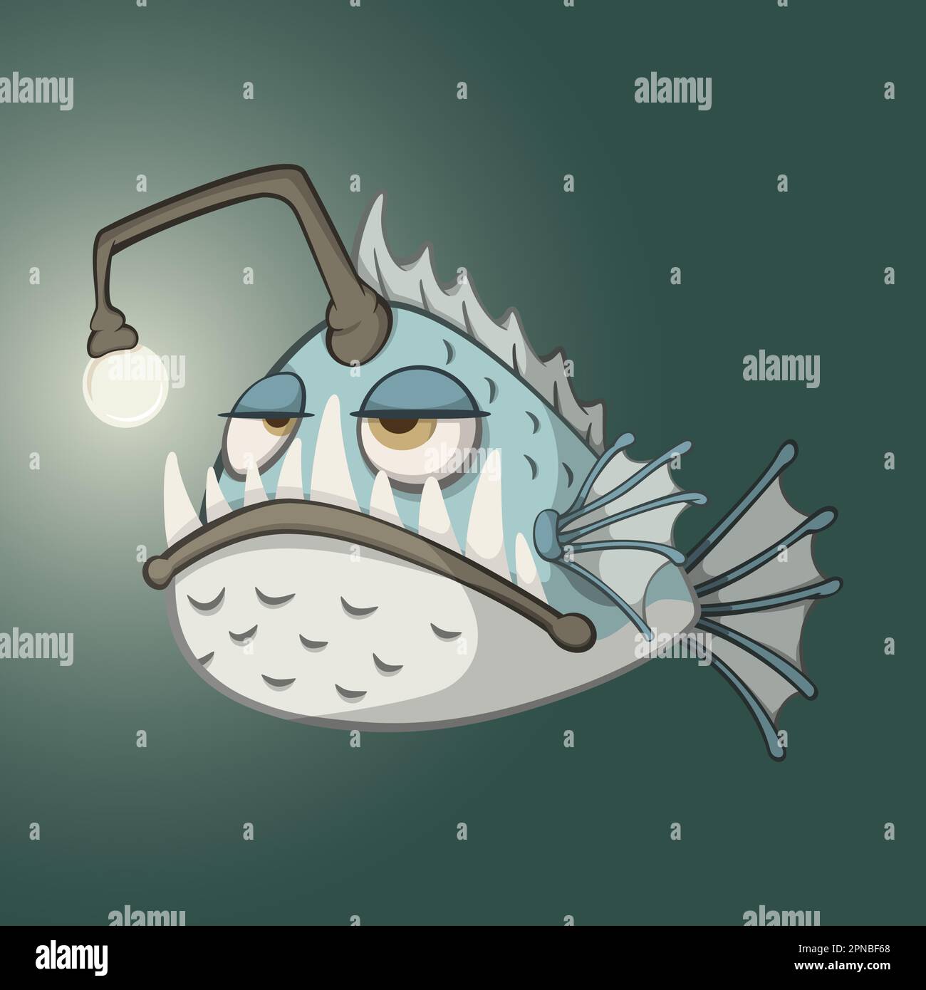 Funny Angler Fish Cartoon Character Stock Vector Image & Art - Alamy