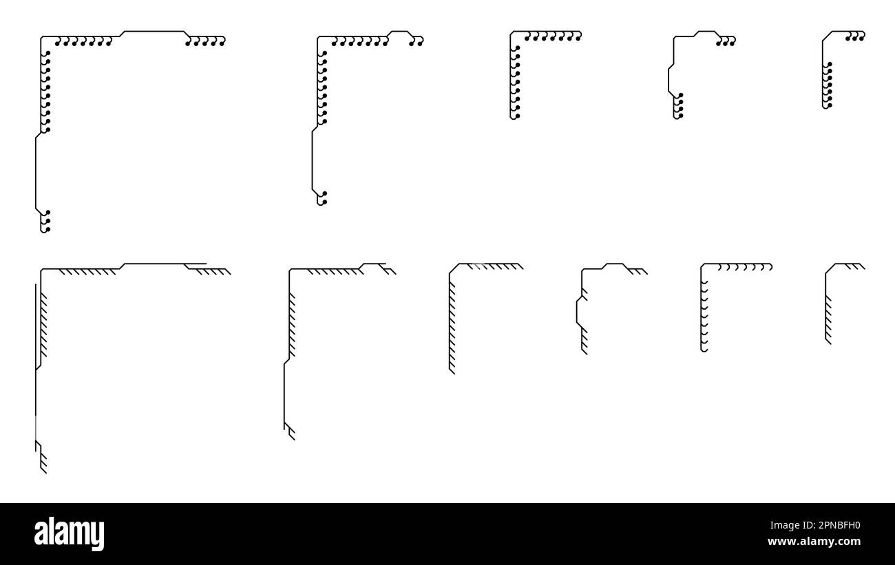 Set of tech corner isolated on white background. Vector design element ...
