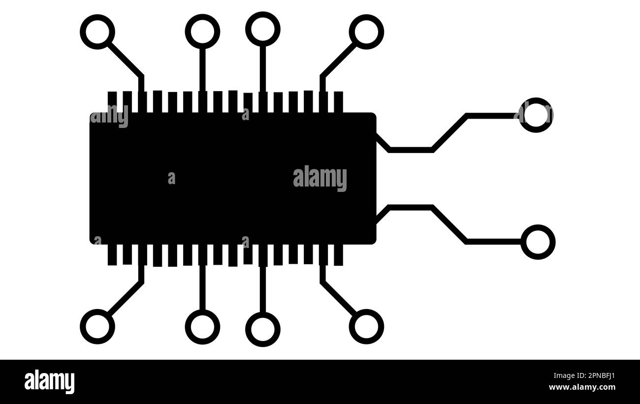 Silhouette of simple schematic chip or component for microcircuits ...