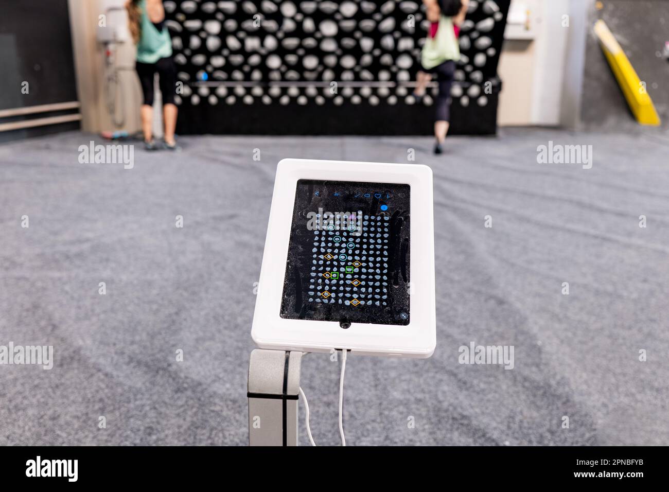 From above of modern tablet controller with black screen displaying ...