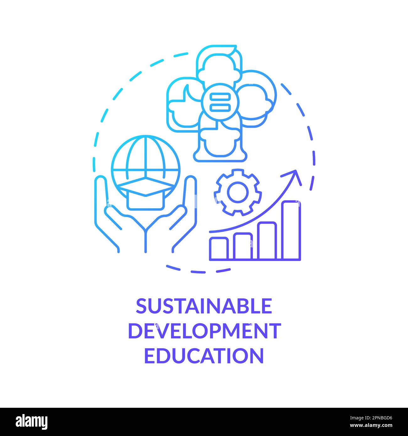 Sustainable development education blue gradient concept icon Stock ...