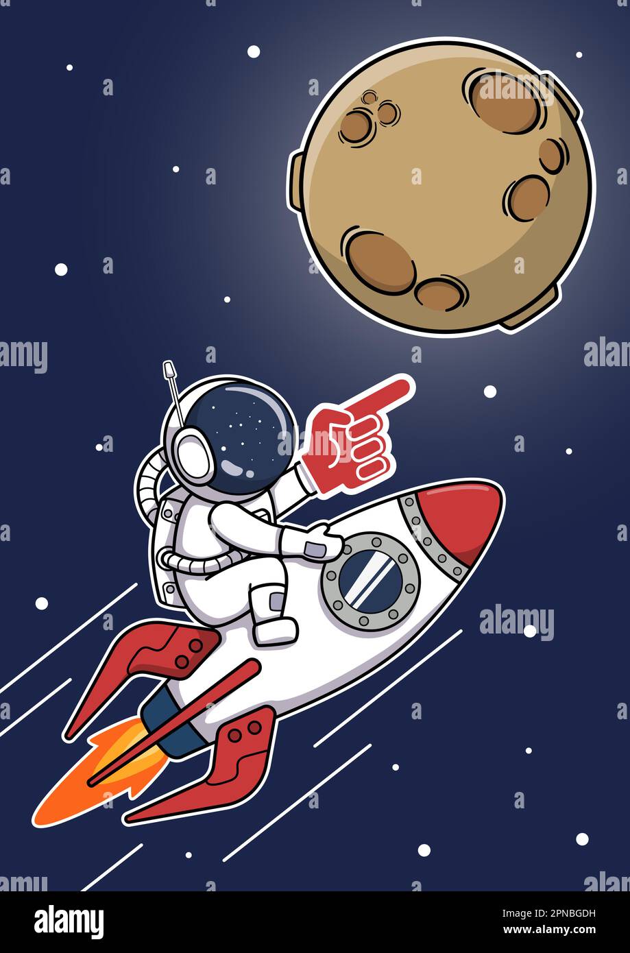 Cute Astronaut Riding Rocket With Glove Stock Vector Image & Art - Alamy