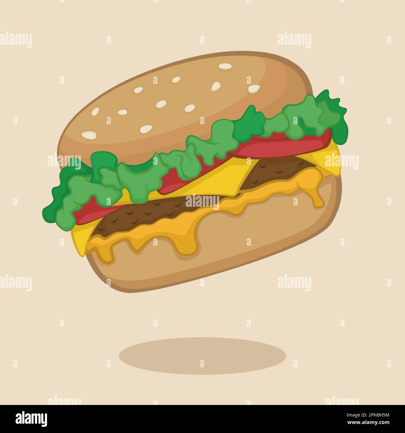 Cheese Burger In Cartoon Style Stock Vector Image & Art - Alamy