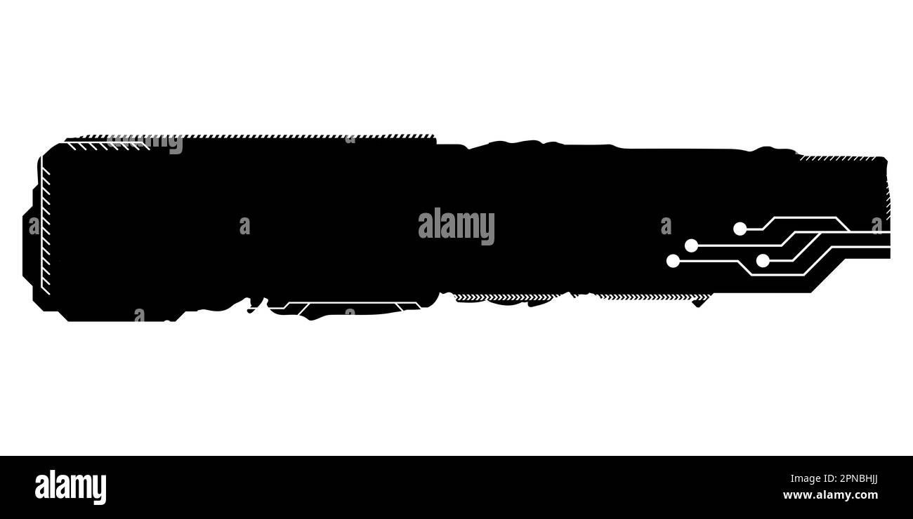 Rectangular design element silhouette in tech style isolated on white ...