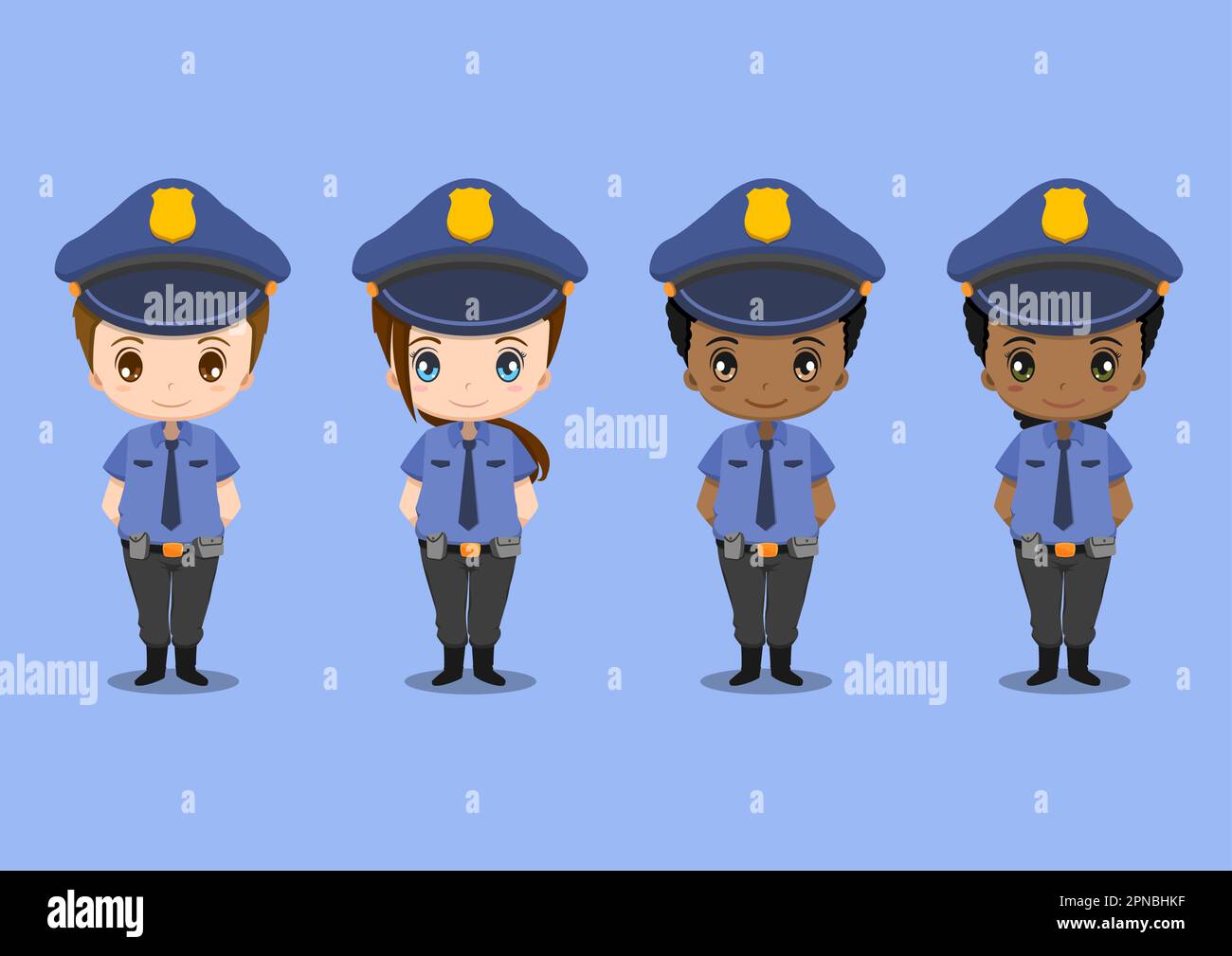 Cute Kids Wearing Police Uniforms Set Stock Vector Image & Art - Alamy