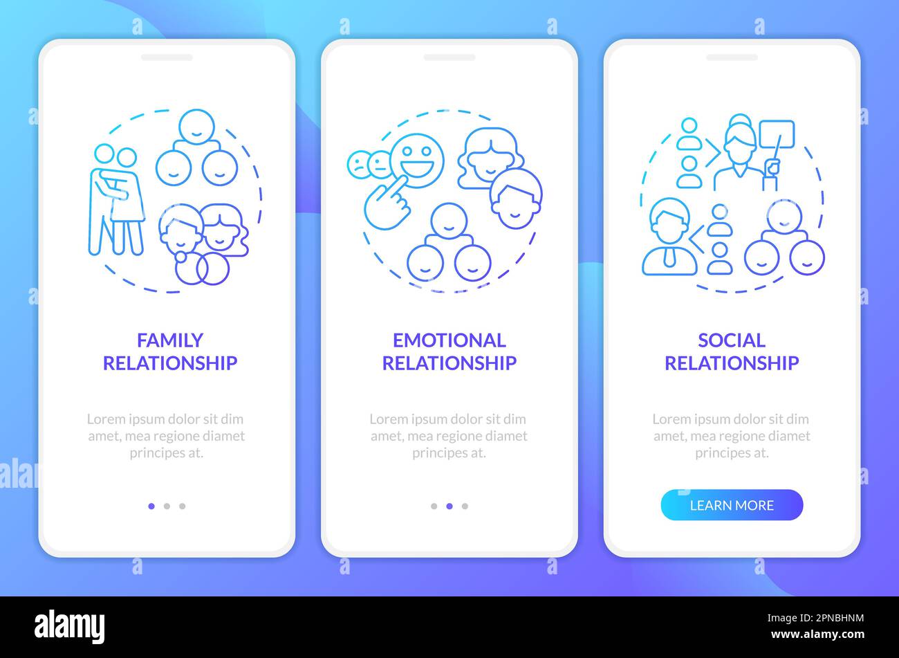 Genograms information blue gradient onboarding mobile app screen Stock Vector Image & Art - Alamy