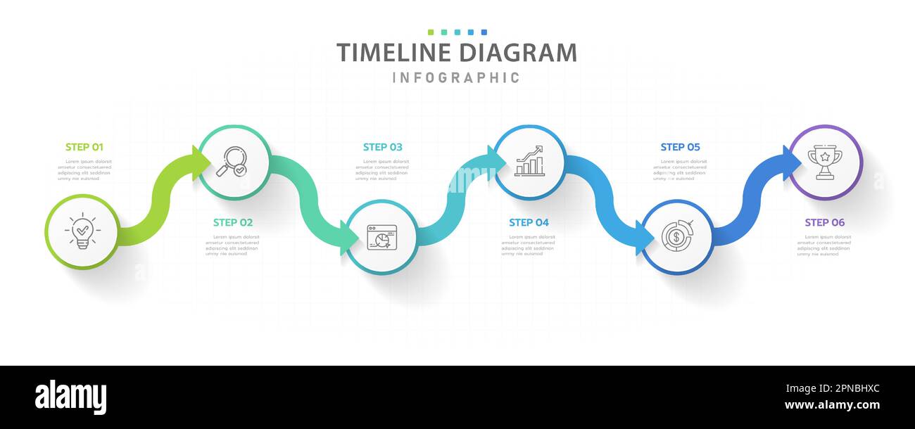 Infographic template for business. 6 Steps Modern Timeline diagram with ...