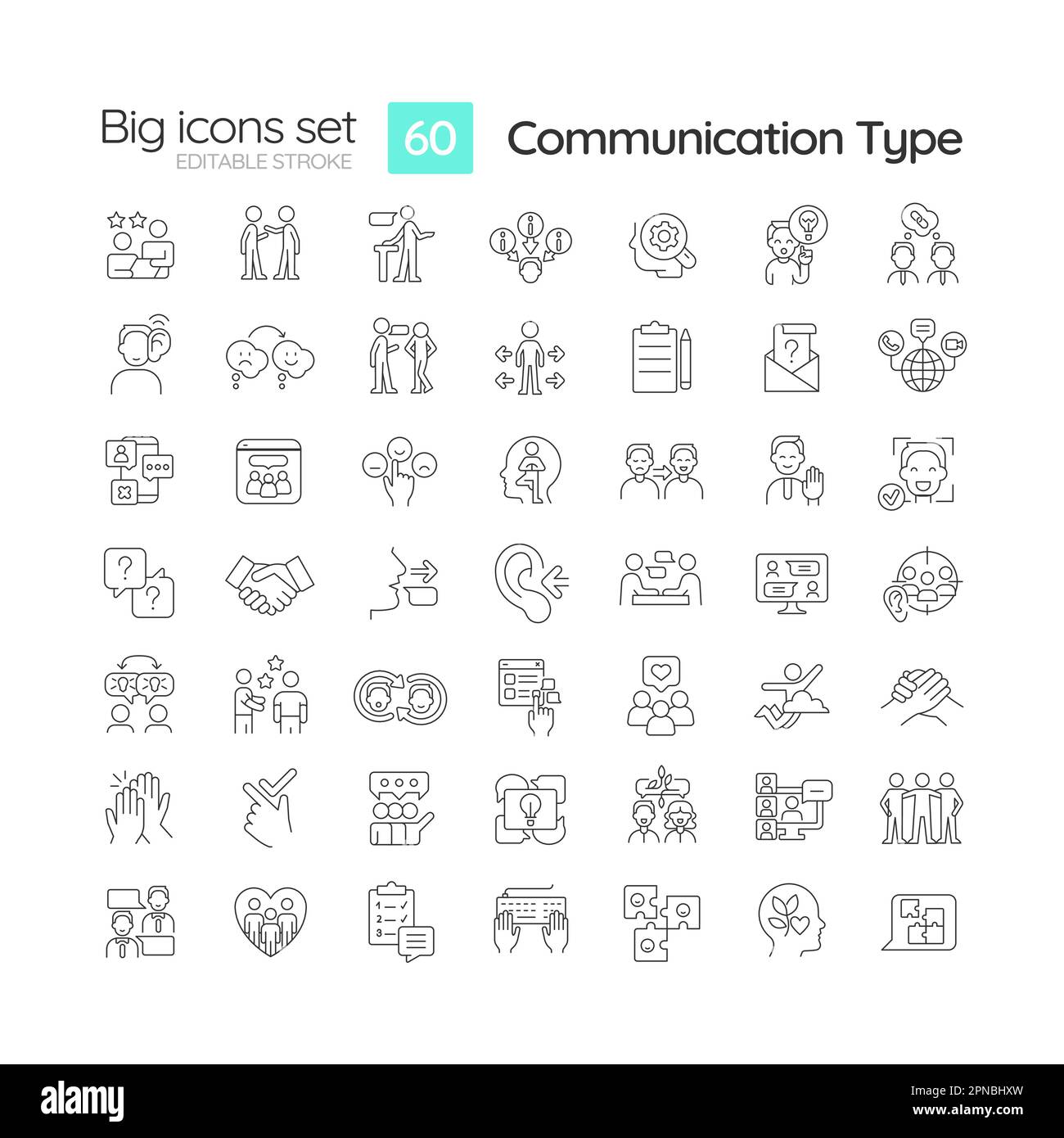 Communication type linear icons set Stock Vector Image & Art - Alamy