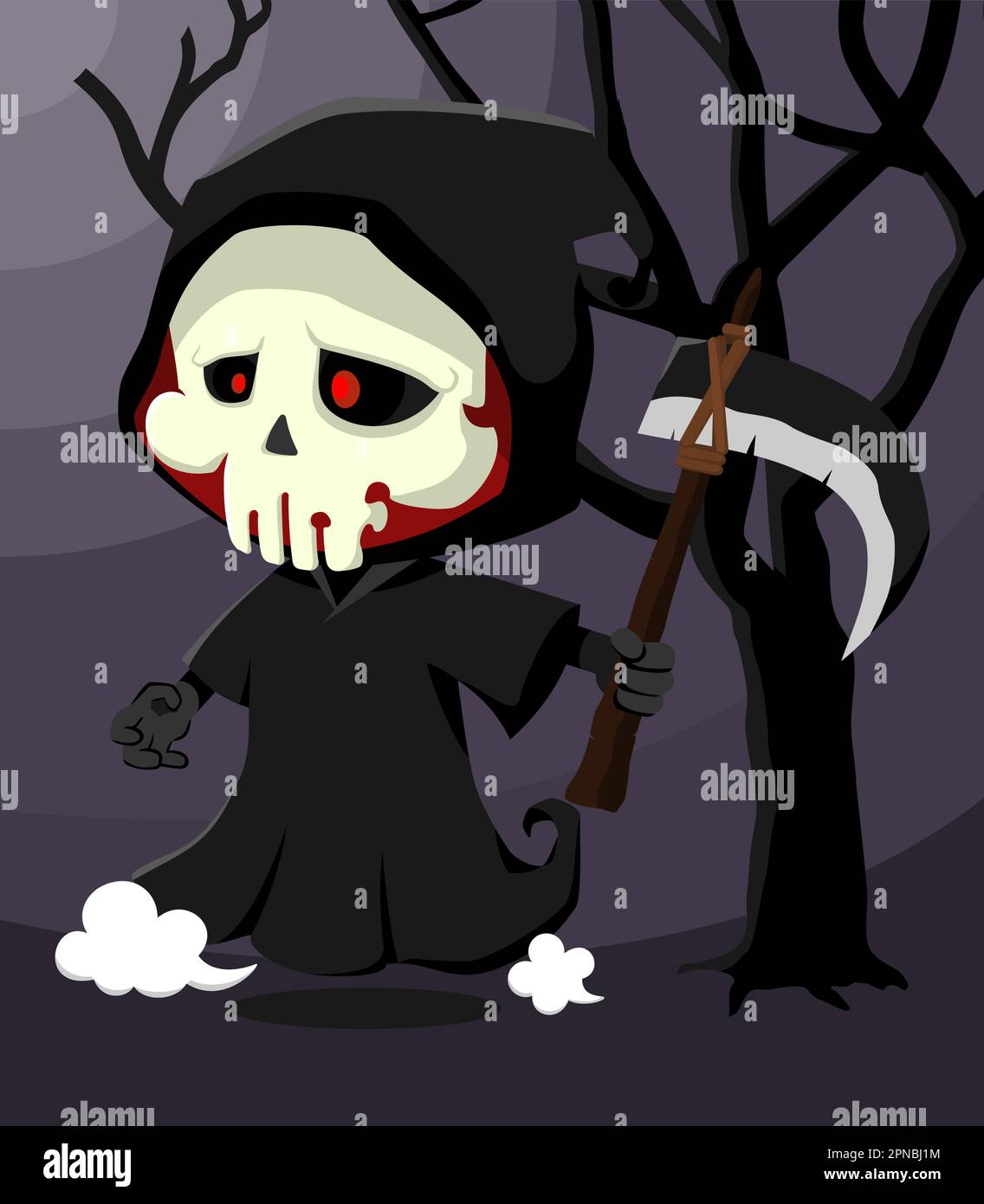 Cute Halloween Grim Reaper Character Stock Vector Image & Art - Alamy