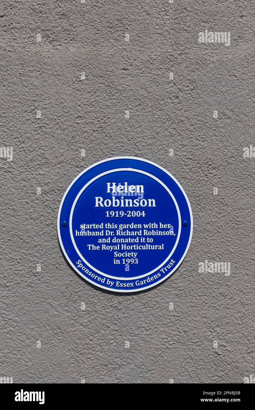 Blue Plaque on Hill Top Building at RHS Hyde Hall Commemorating Life of ...