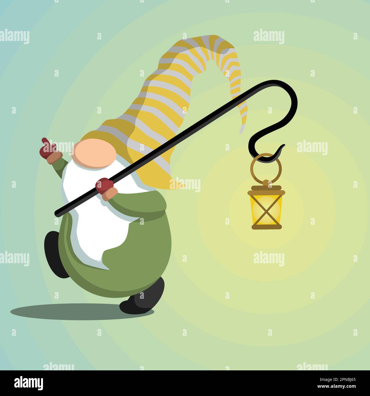Cute Cartoon Gnome Carrying Lantern Stock Vector Image & Art - Alamy