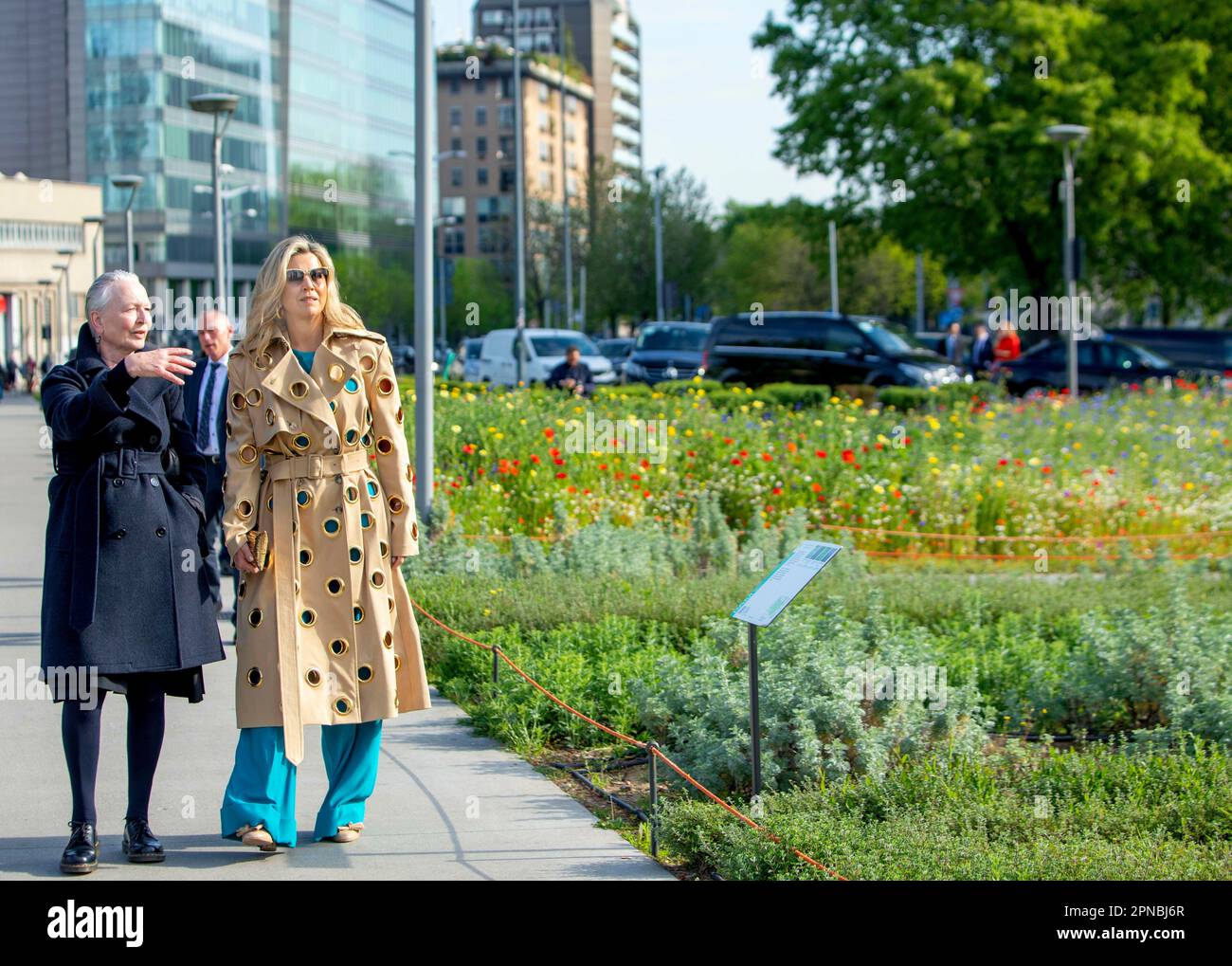 Milan, Italien. 18th Apr, 2023. Queen Maxima of The Netherlands arrives ...