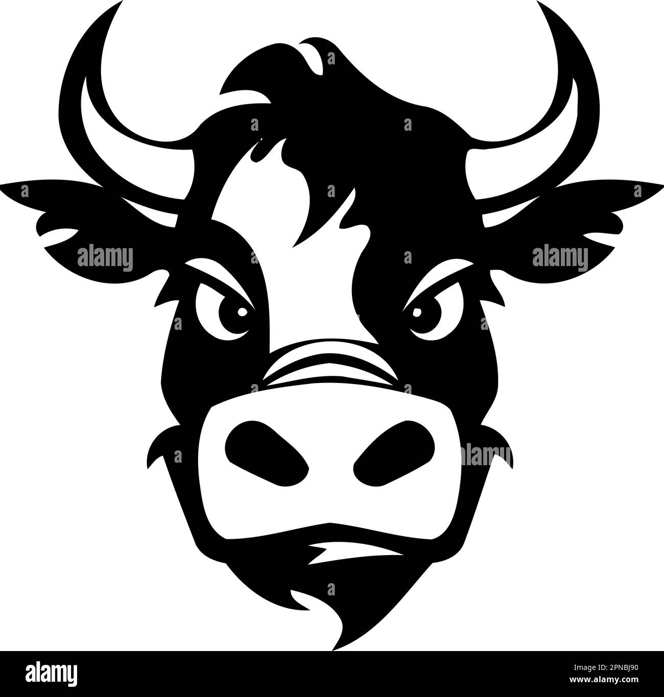 black and white cow head logo minimalist vector illustration Stock ...