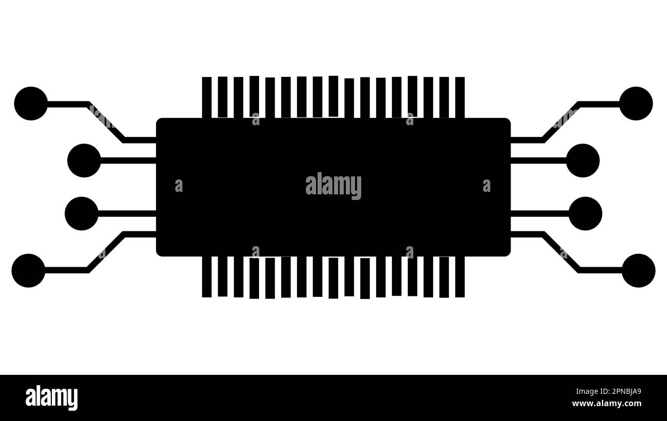 Silhouette of simple schematic chip or component for microcircuits ...